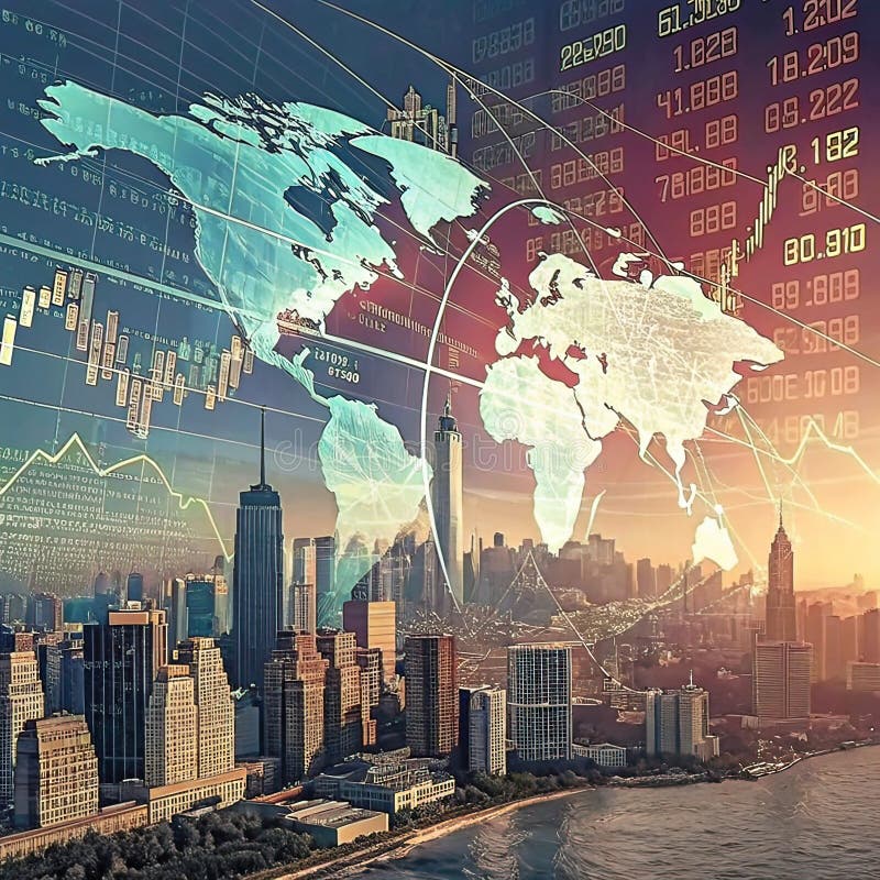 Creative Collage Depicting Finance and World with Currency Quotes on ...