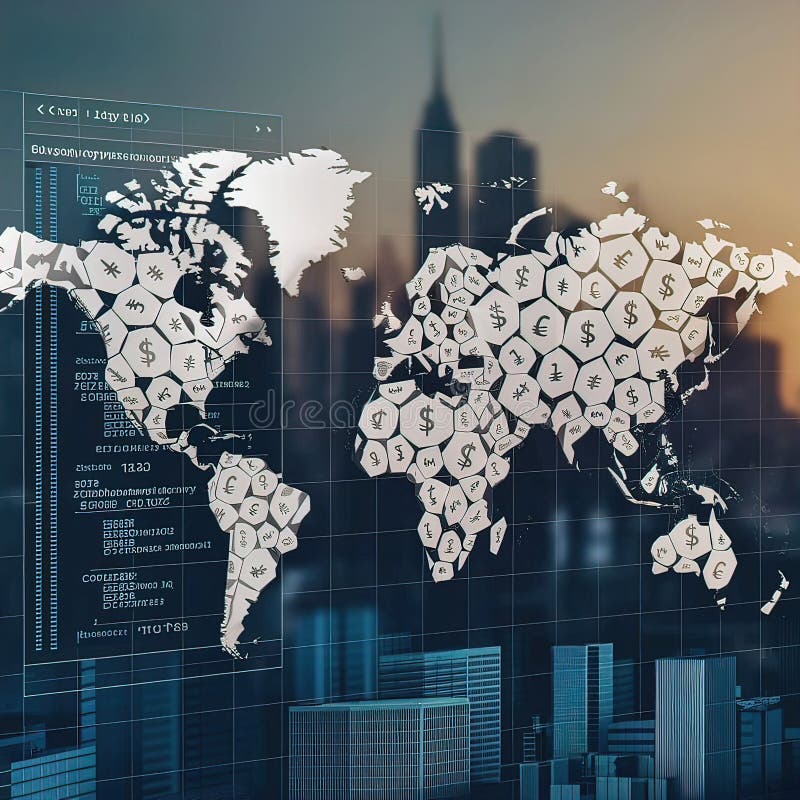 Creative Collage Depicting Finance and the World with Digital Software ...