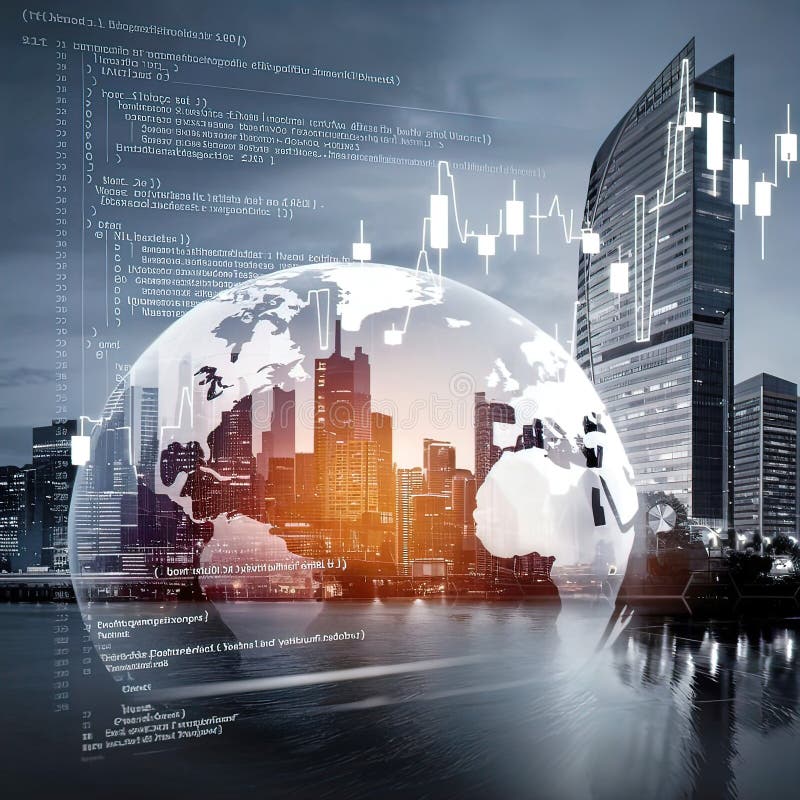 Creative Collage Depicting Finance and the World with Digital Software ...