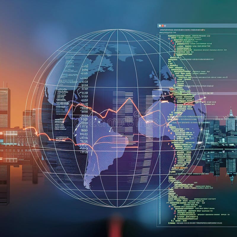 Creative Collage Depicting Finance and the World with Digital Software ...