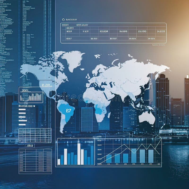 Creative Collage Depicting Finance and the World with Digital Software ...