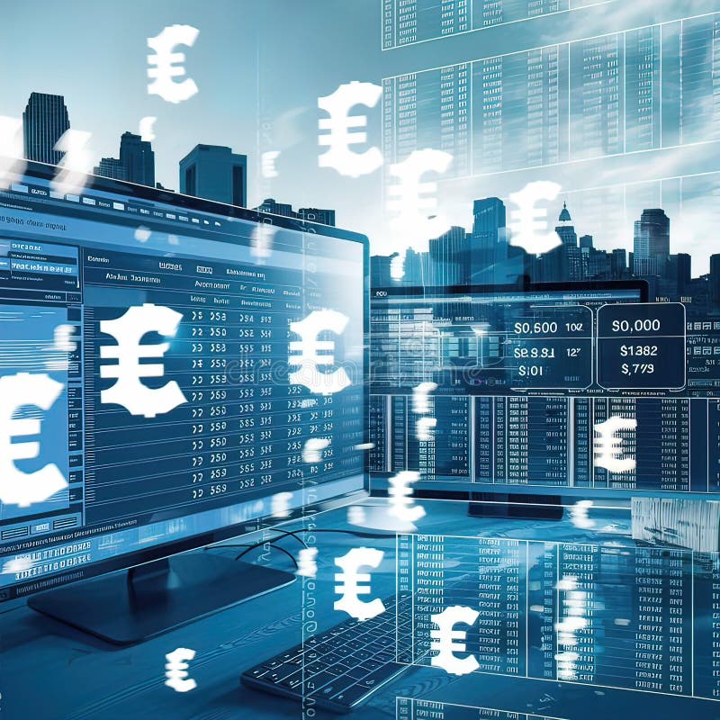 Creative Collage Depicting Finance and the World with Digital Software ...