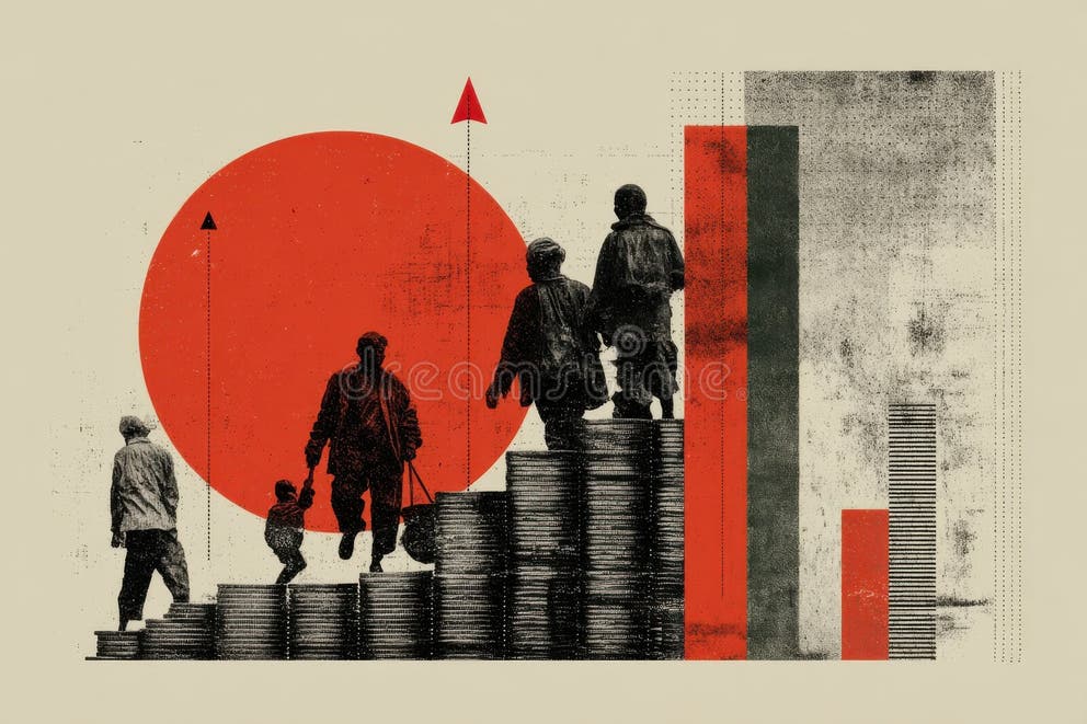 Creative Collage Depicting Teamwork and Economic Growth with Artistic ...