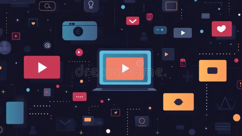 Exploring Digital Media Trends through Vibrant Icons and Symbols of ...
