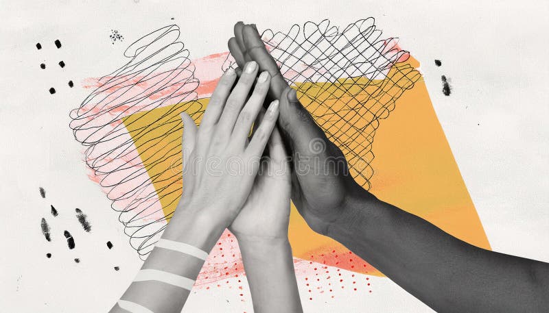 Creative Collage of Diverse Hands in a High Five Gesture Stock ...