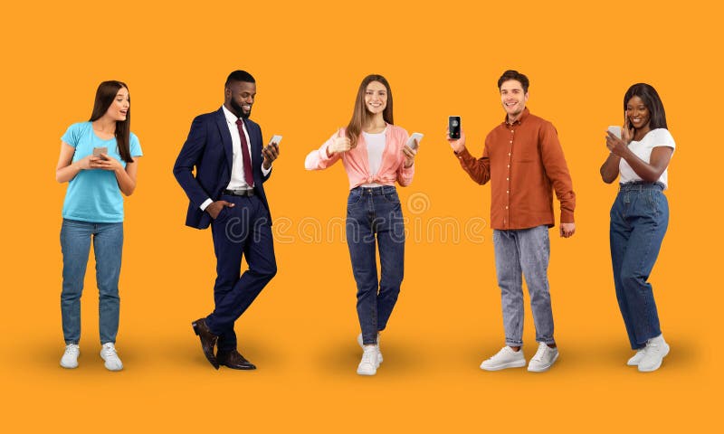 Creative Collage with Diverse Multiethnic People Talking or Messaging ...