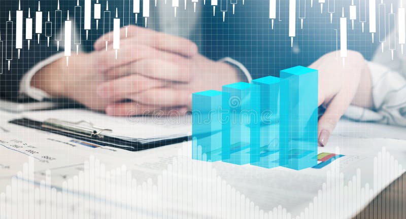 Creative Collage of Economic Graphs on Virtual Screen and Business ...