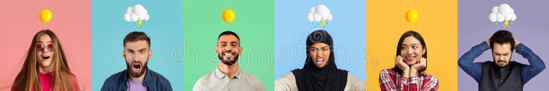 Creative Collage with Group of People Expressing Different Emotions ...