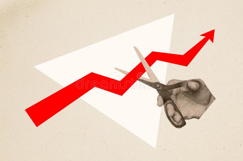 Creative Collage Hand Cutting Dynamic Arrow Progress Statistic Rise Up ...