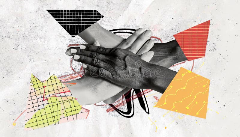 Creative Collage of Hands Symbolizing Unity and Cooperation Stock ...