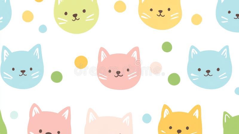 Creative Collage of Illustrated Cats in Various Colors for Design or ...