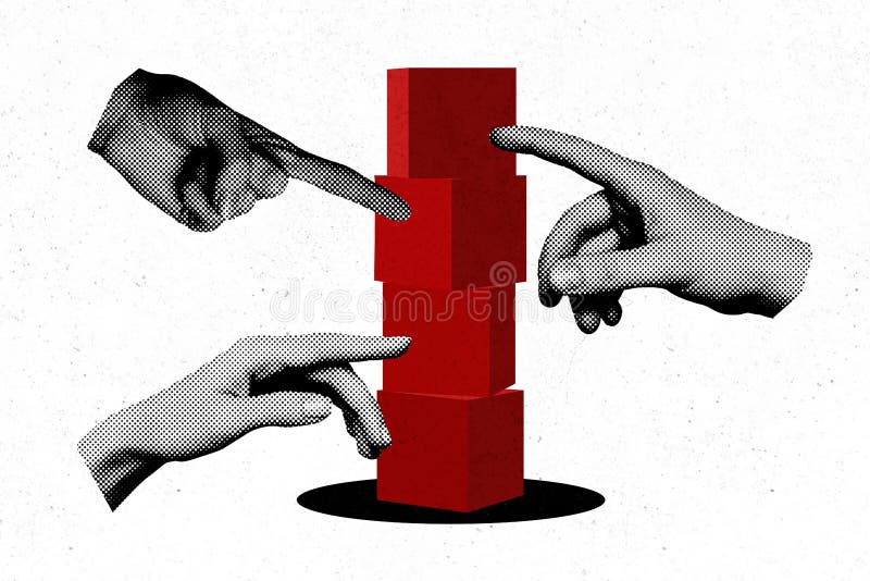 Creative Collage Illustration of Three Human Hands Black White Colors ...