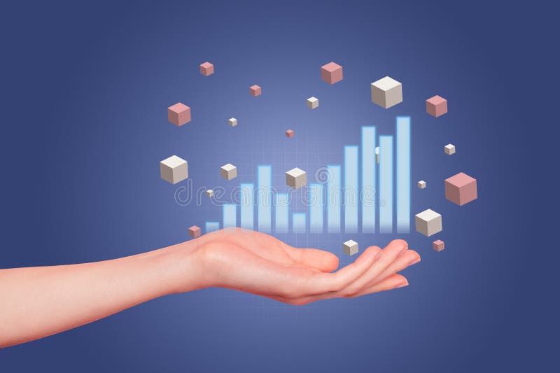 Creative Collage Image Human Hand Palm 3d Cubes Geometric Figures ...