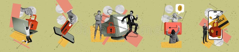 Creative Collage Image of Password Privacy Safety Computer Code ...