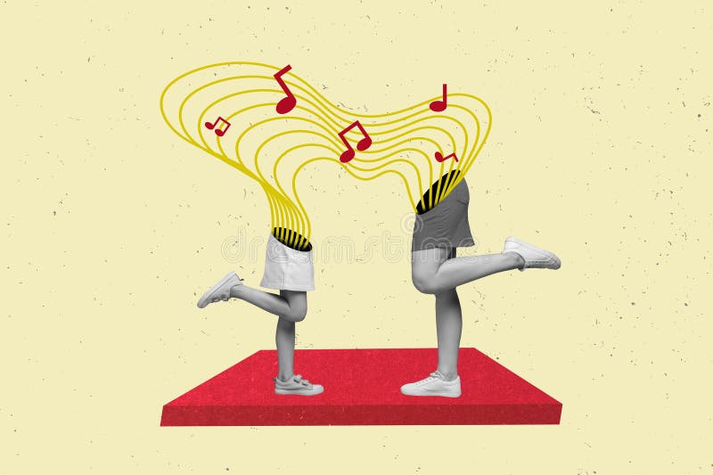 Creative Collage Image of Two Black White Gamma People Legs Melody ...