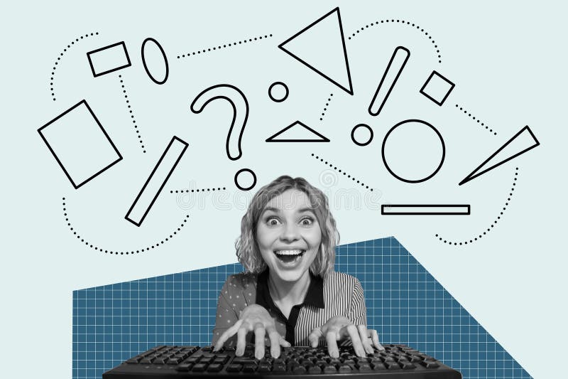 Creative Collage Image Young Crazy Worker Workaholic Geometry Figures ...