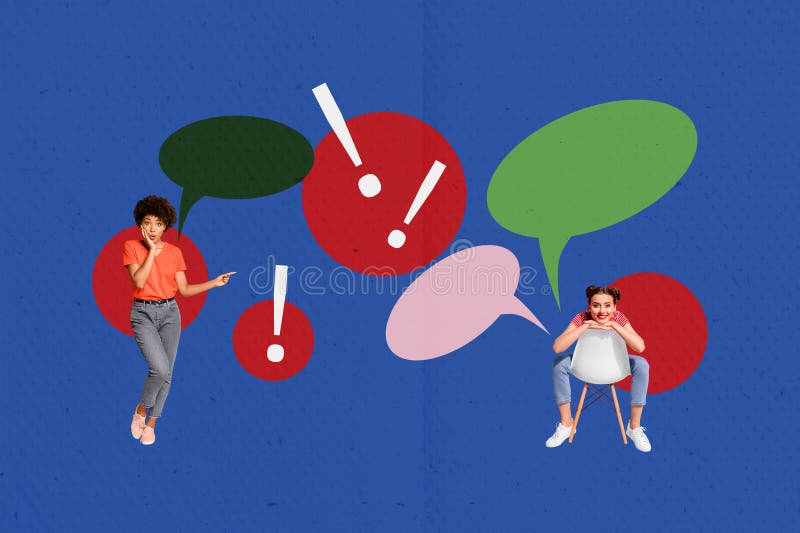 Creative Collage Image Young Woman Forum Discussion Conversation Speech ...