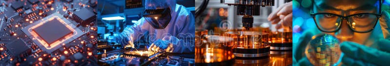 Creative Collage Made of Photos of Engineers and Circuit Boards ...