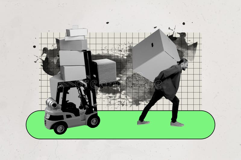 Creative Collage Picture Carton Boxes Vehicle Shipment Mail Courier ...