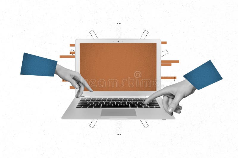 Creative Collage Picture Laptop Computer Digital Device Screen Display ...