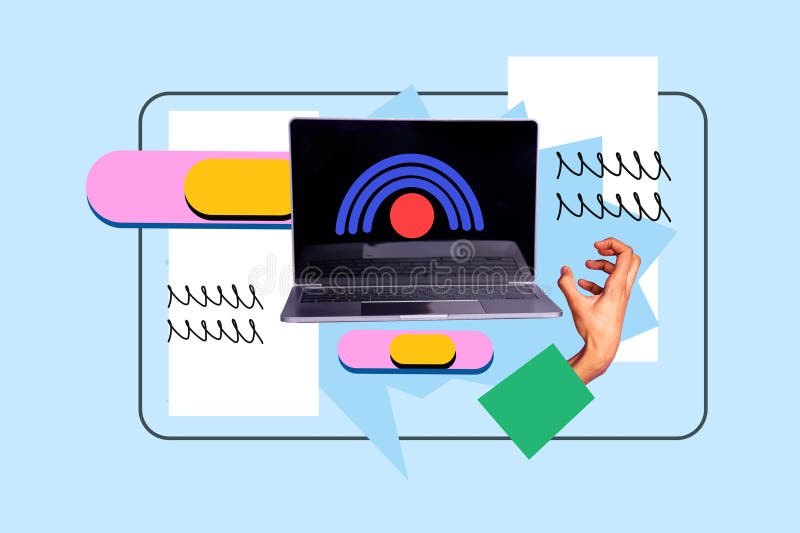 Creative Collage Picture Laptop Network Connection Wifi Internet Speed ...