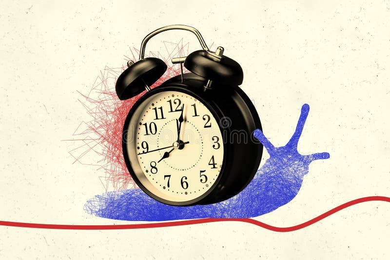 Creative Collage Picture Slow Crawling Snail Slime Clock Timer Schedule ...