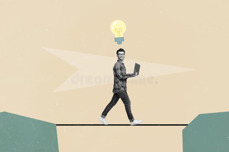 Creative Collage Picture Template of Positive Clever Guy Solving Task ...
