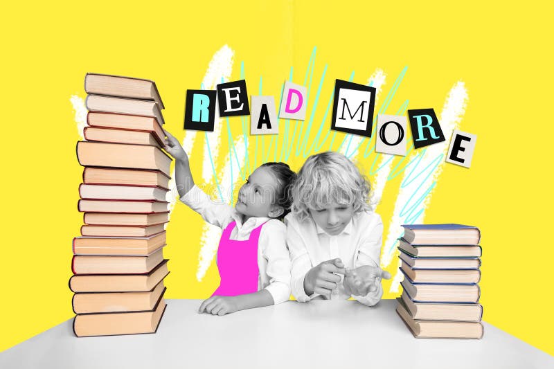 Creative Collage Picture of Two Black White Effect Kids Desktop Pile ...