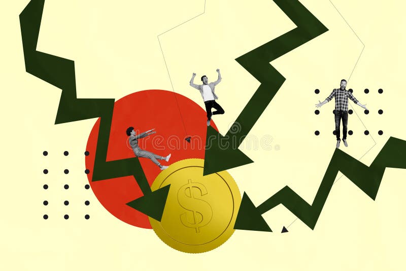 Creative Collage Picture Young Businesspeople Money Economy Recession ...