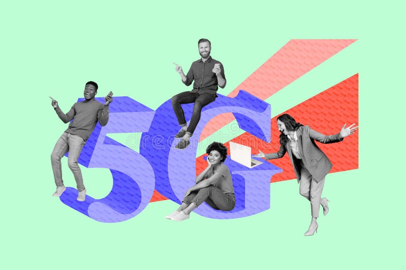Creative Collage Picture Young Colleagues Workers Project Management 5g ...
