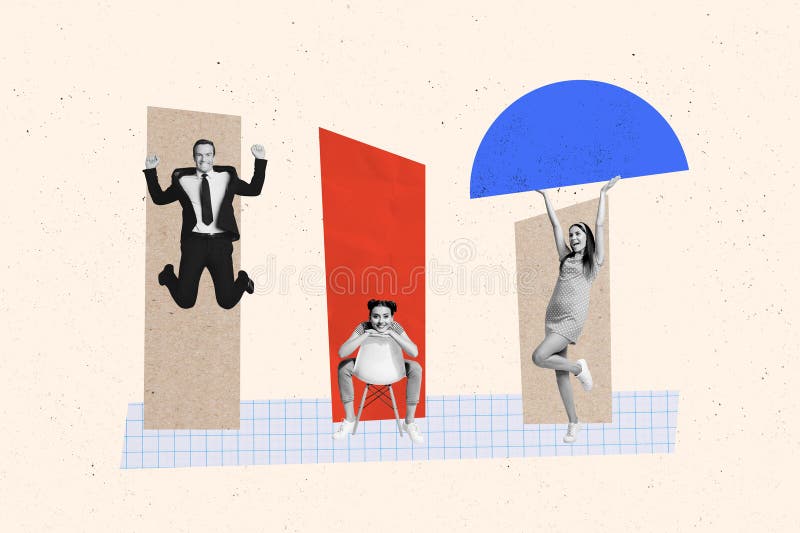 Creative Collage Picture Young Colleagues Workers Project Sucess ...