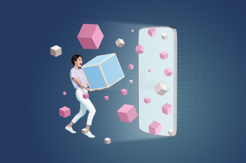 Creative Collage Smartphone 3d Cubes Virtual Reality Simulation Media ...