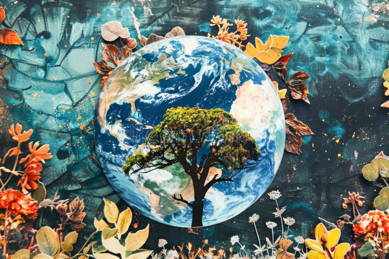 Creative Collage in Which a Photograph of Planet Earth is Mixed with ...