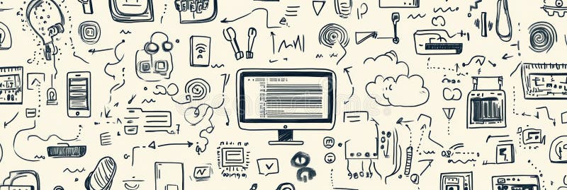 A Creative Collection of Hand-drawn Doodles Features Technology Items ...