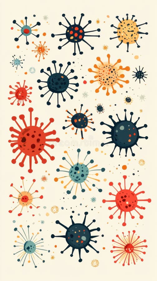 Colorful Array of Artistic Virus Illustrations with Diverse Patterns ...