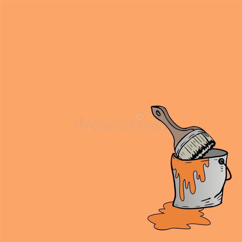 Bucket of orange paint stock illustration. Illustration of graphic ...
