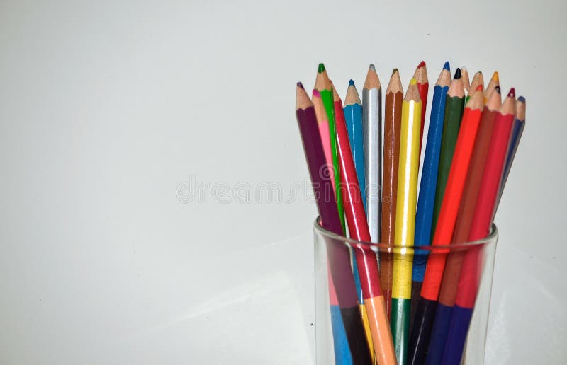 Creative Color Pencils on Clean White Background for Drawing Stock ...