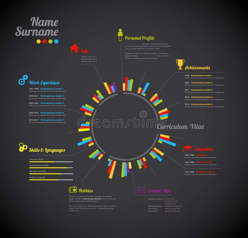 Creative, Color Rich CV / Resume Template. Stock Vector - Illustration ...