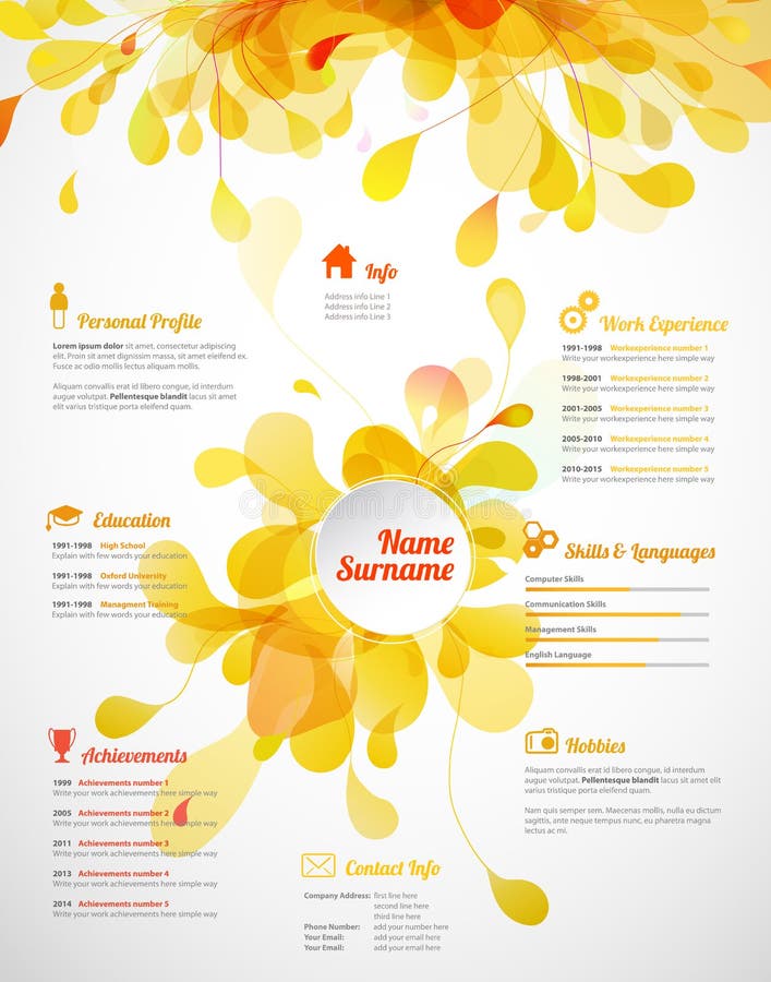 Creative, Color Rich CV / Resume Template. Stock Vector - Illustration ...