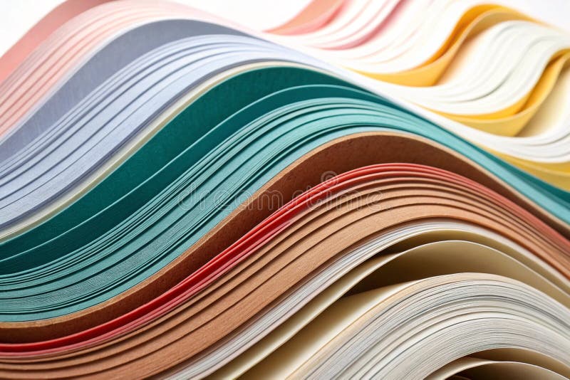 Paper Layers in Shape of Waves. Abstract Colorful Papers Background ...