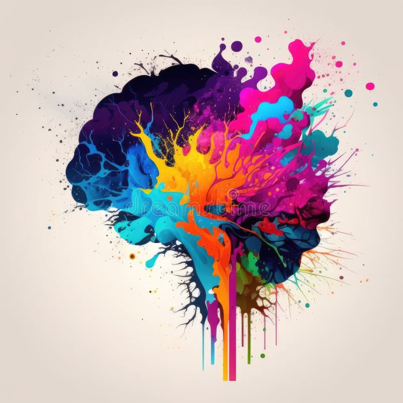 Creative Colorful Abstract Human Brain on a Light Background. Knowledge ...
