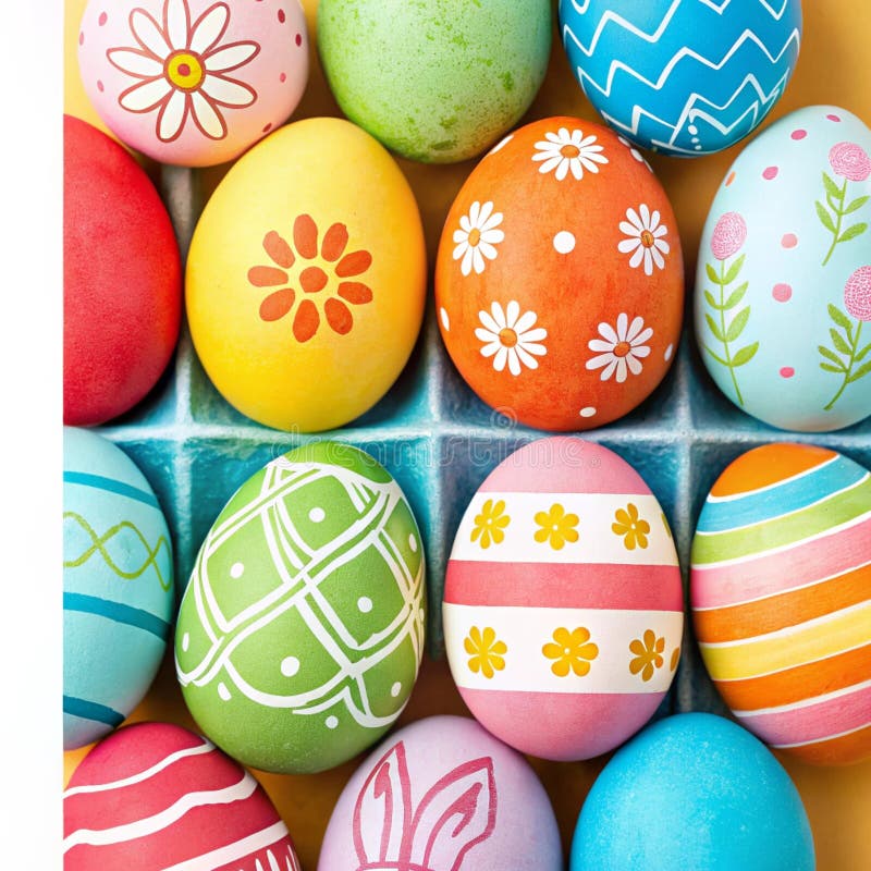 Easter Collage with Painted Easter Eggs Stock Illustration ...