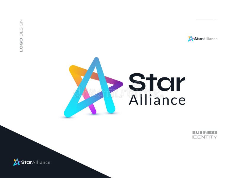 Creative and Colorful Letter a Logo Design with Star Shape Stock Vector ...