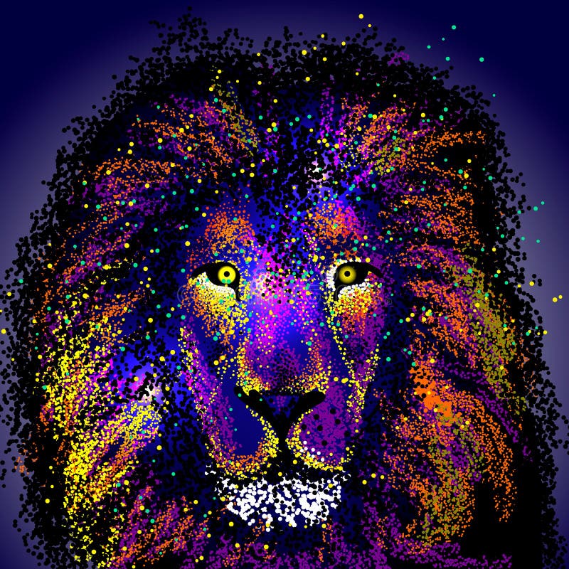 Creative and Colorful Lion Head Design. Stock Vector - Illustration of ...