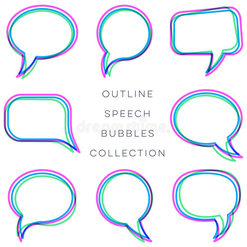 Creative Colorful Outline Speech Bubbles Collection Stock Vector ...