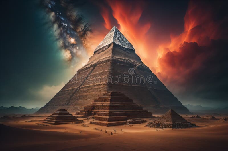 Creative and Colorful Pyramid on a Solid Color Background. Ai ...