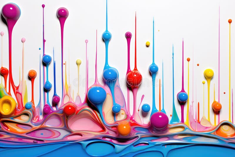 Creative Colorful Rainbow Paint Drops and Bubbles As Pattern ...