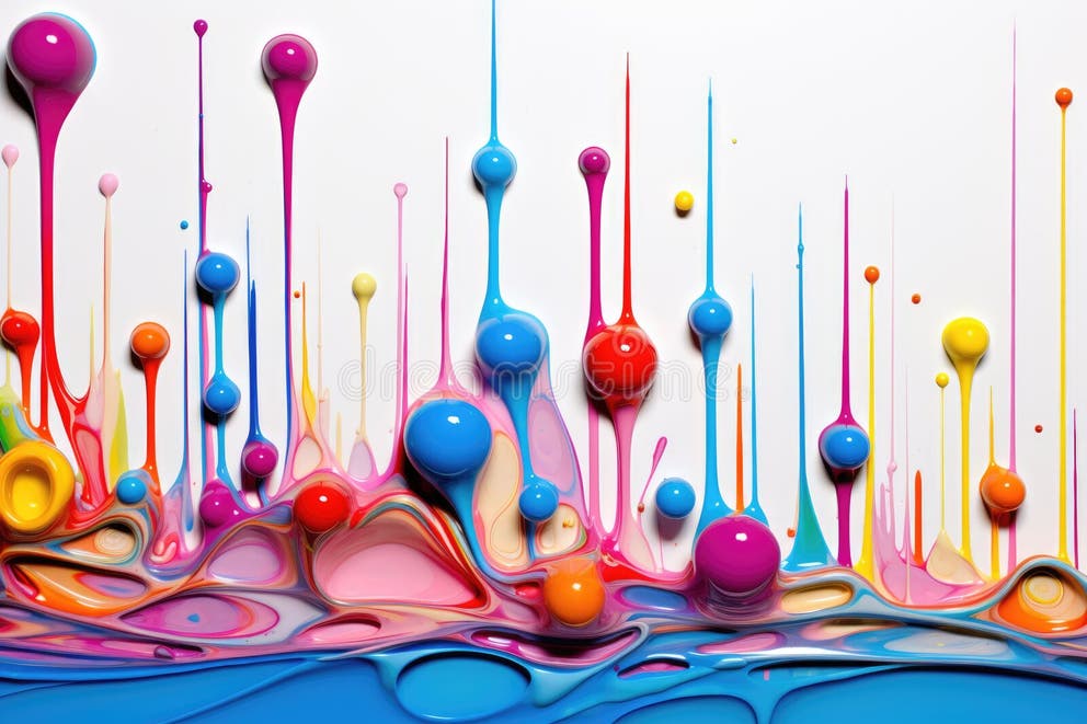 Creative Colorful Rainbow Paint Drops and Bubbles As Pattern ...
