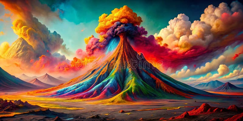 Creative and Colorful Volcano Art Backdrop Generative by AI Stock ...