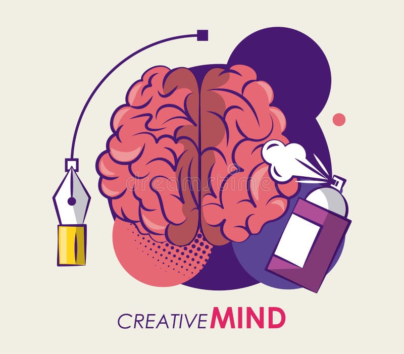 Brain with Spray Paint Bottle Comic Character Stock Vector ...